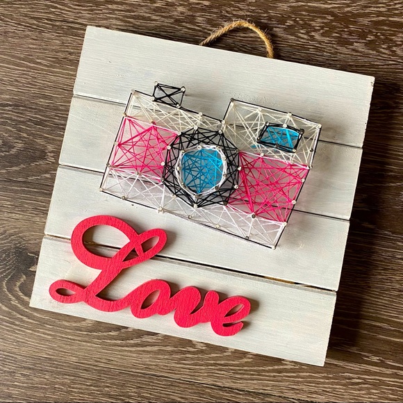 Art | Handmade Camera Nail And String Art Hanging | Poshmark